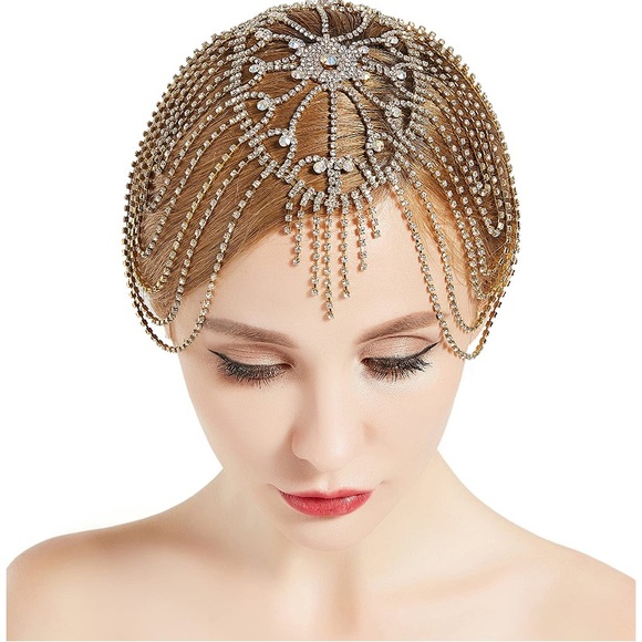 Accessories | Crystal Rhinestone Flapper Cap Headpiece | Poshmark